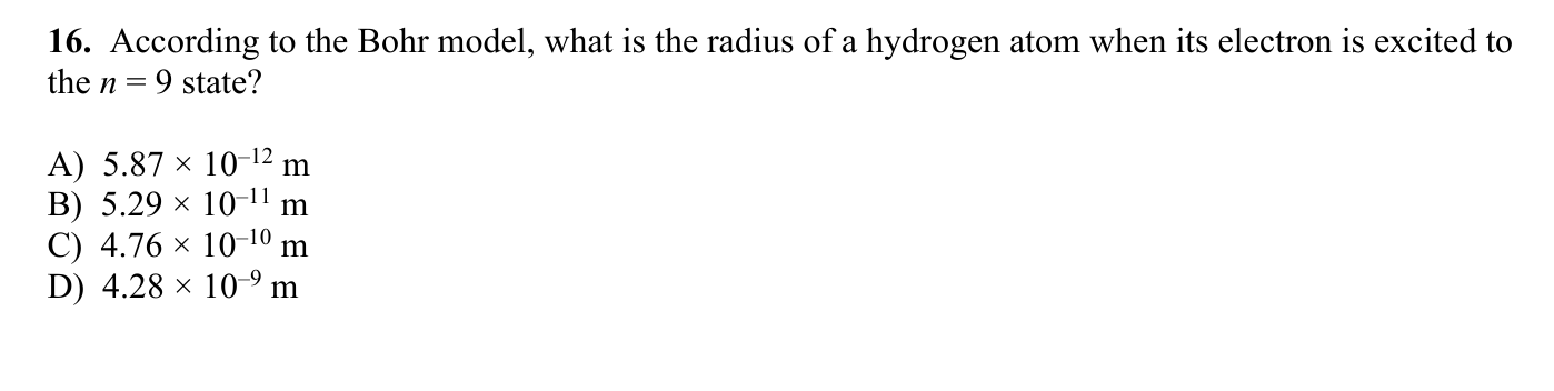 [solved] According To The Bohr Model What Is The Radius Of