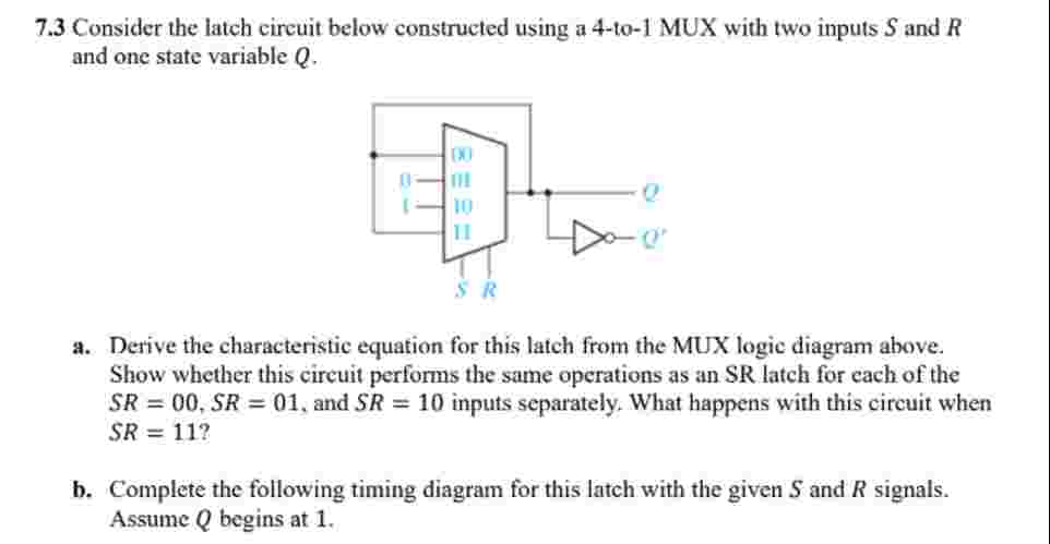 Solved 7.3 ﻿Consider the latch circuit below constructed | Chegg.com