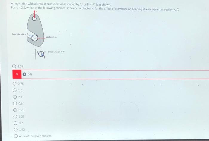 A hook latch with a circular cross section is loaded | Chegg.com