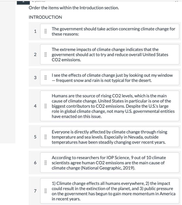 Solved Order the items within the Introduction section. | Chegg.com