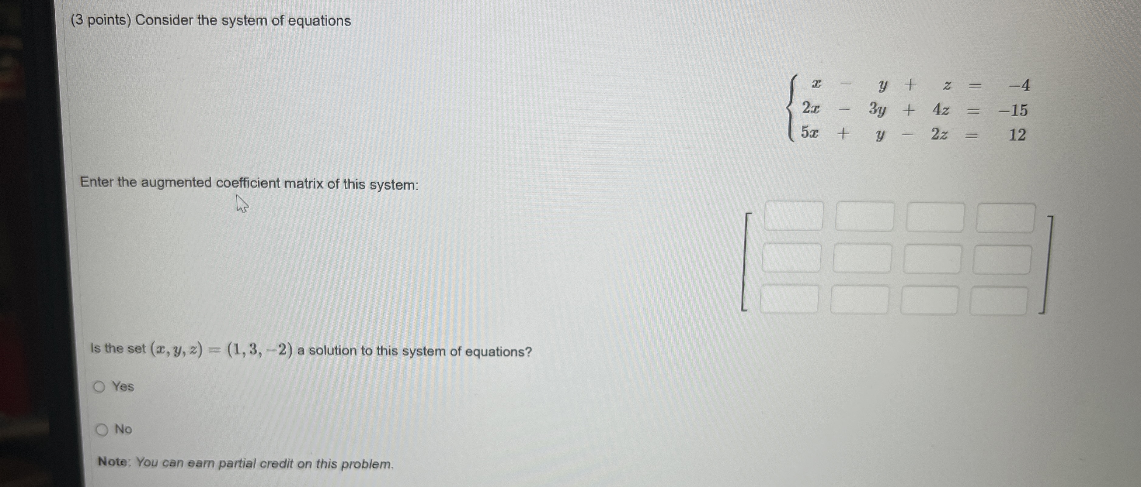Solved (3 ﻿points) ﻿Consider the system of | Chegg.com