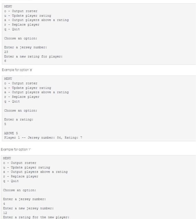 Solved IVThis program will store roster and rating | Chegg.com