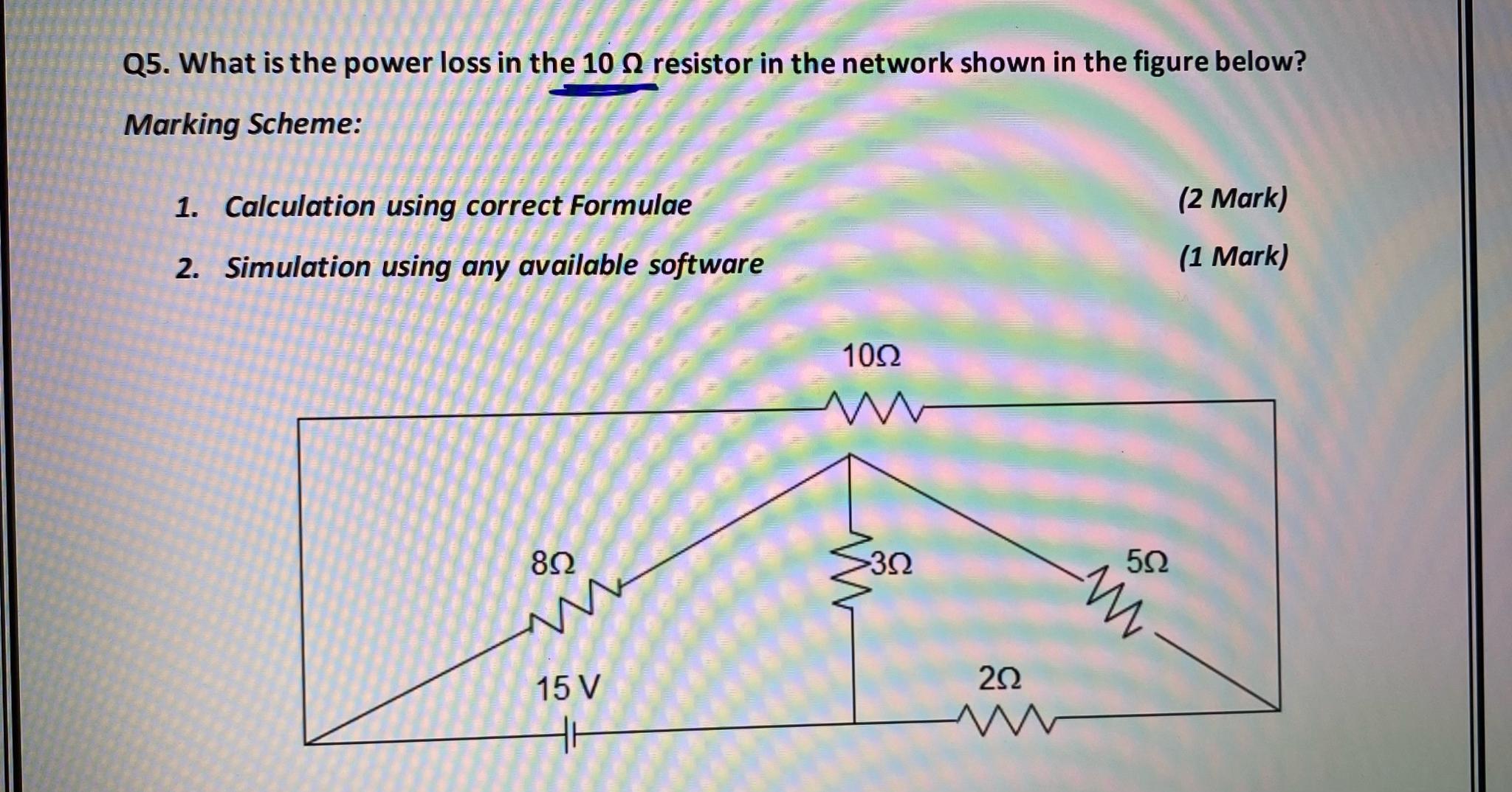 Solved Q5. ﻿What is the power loss in the 10Ω ﻿resistor in | Chegg.com