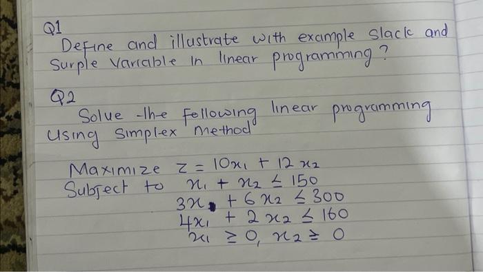 Solved Q1 Define and illustrate with example slack and | Chegg.com