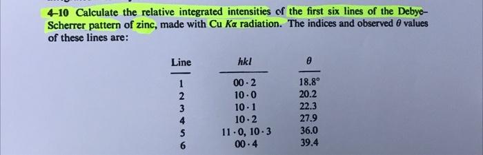 Solved 4-10 Calculate the relative integrated intensities of | Chegg.com