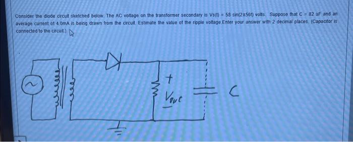 Solved Consider the diode circuit sketched below. The AC | Chegg.com