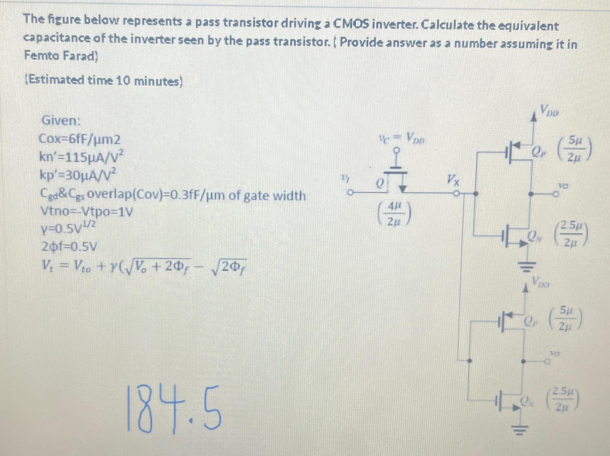 Solved The fizure below represents a pass transistor drivinz | Chegg.com