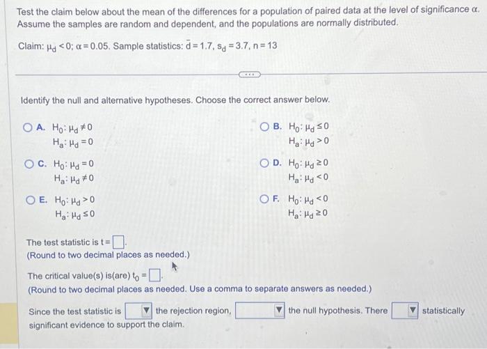 Solved Test the claim below about the mean of the | Chegg.com