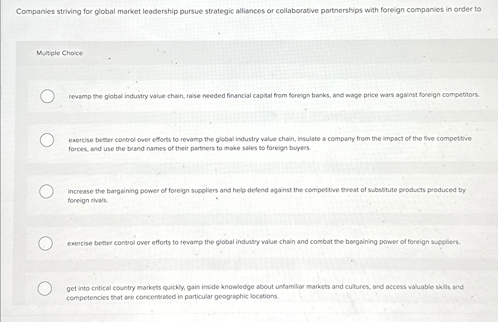 Solved Companies striving for global market leadership | Chegg.com