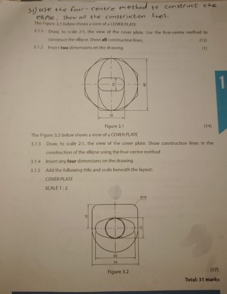 use the four-centre method to construct the ellipse, | Chegg.com