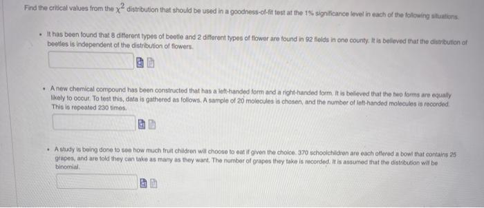 Solved Find the critical values from the x2 distribution | Chegg.com