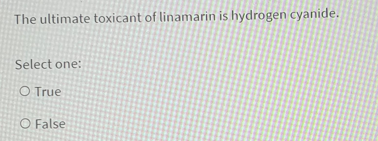 Solved The ultimate toxicant of linamarin is hydrogen | Chegg.com