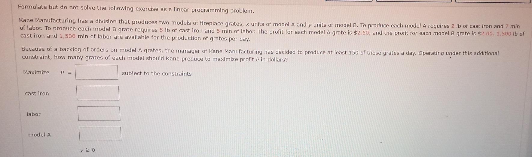 Solved Formulate but do not solve the following exercise as | Chegg.com