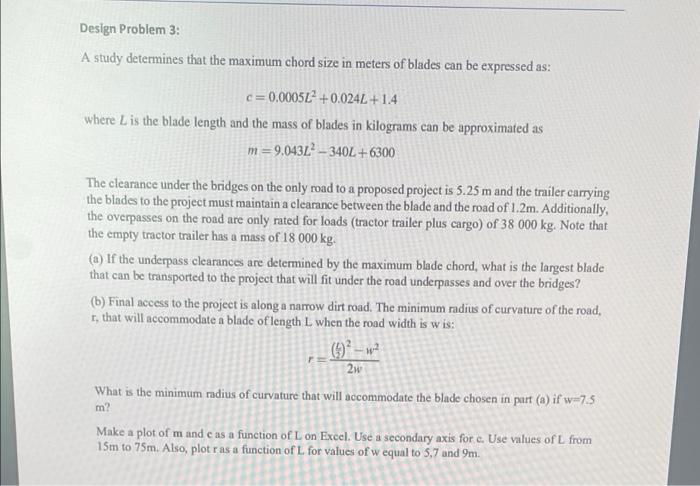 Solved Design Problem 3: A study determines that the maximum | Chegg.com