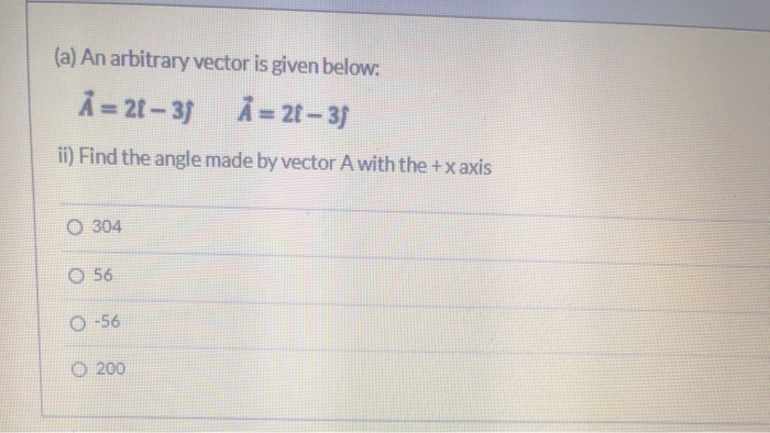 Solved (a) An arbitrary vector is given below: Å= 21 – 35 Å= | Chegg.com