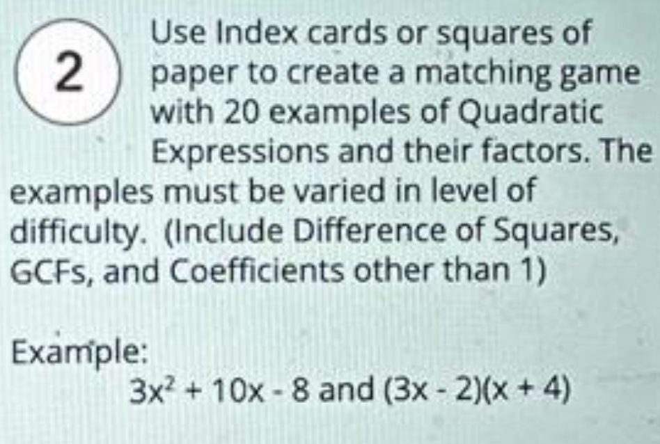Solved Use Index cards or squares of paper to create a | Chegg.com