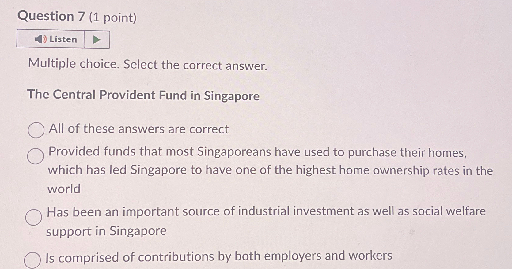 Solved Question 7 (1 ﻿point)Multiple choice. Select the | Chegg.com