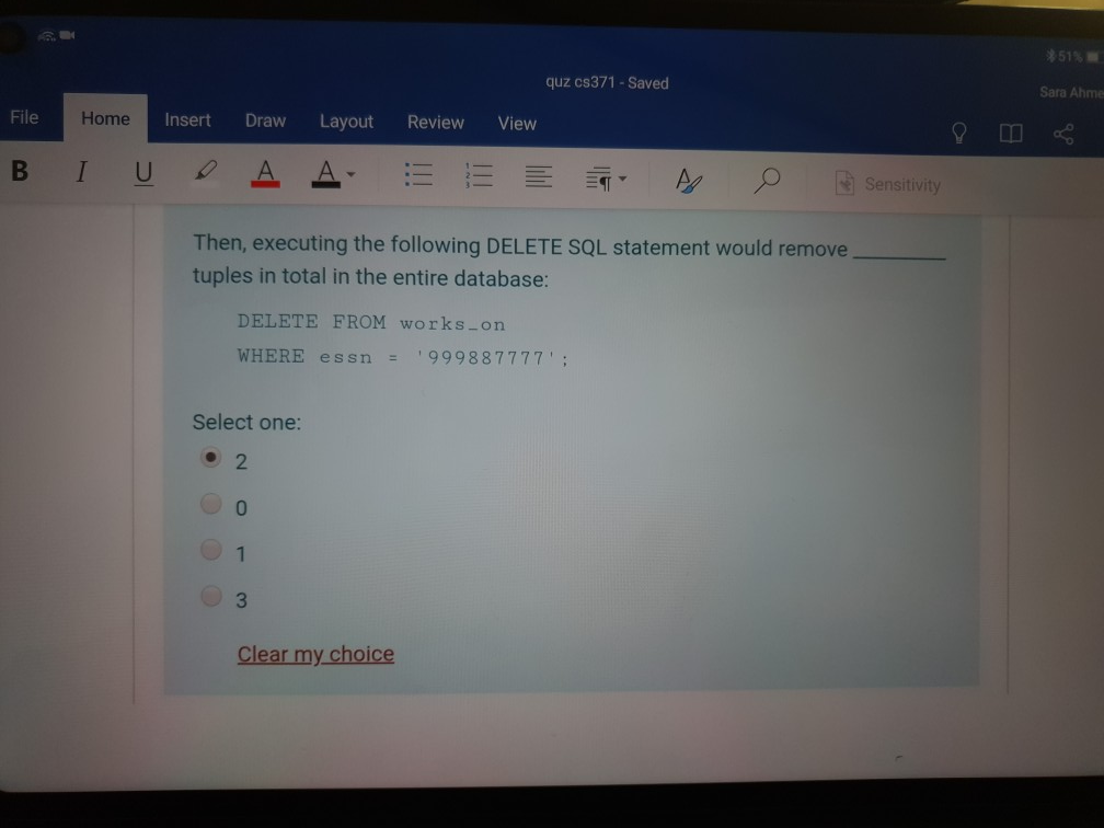 Solved quz cs371 - Saved Home Insert Draw Layout Review View | Chegg.com