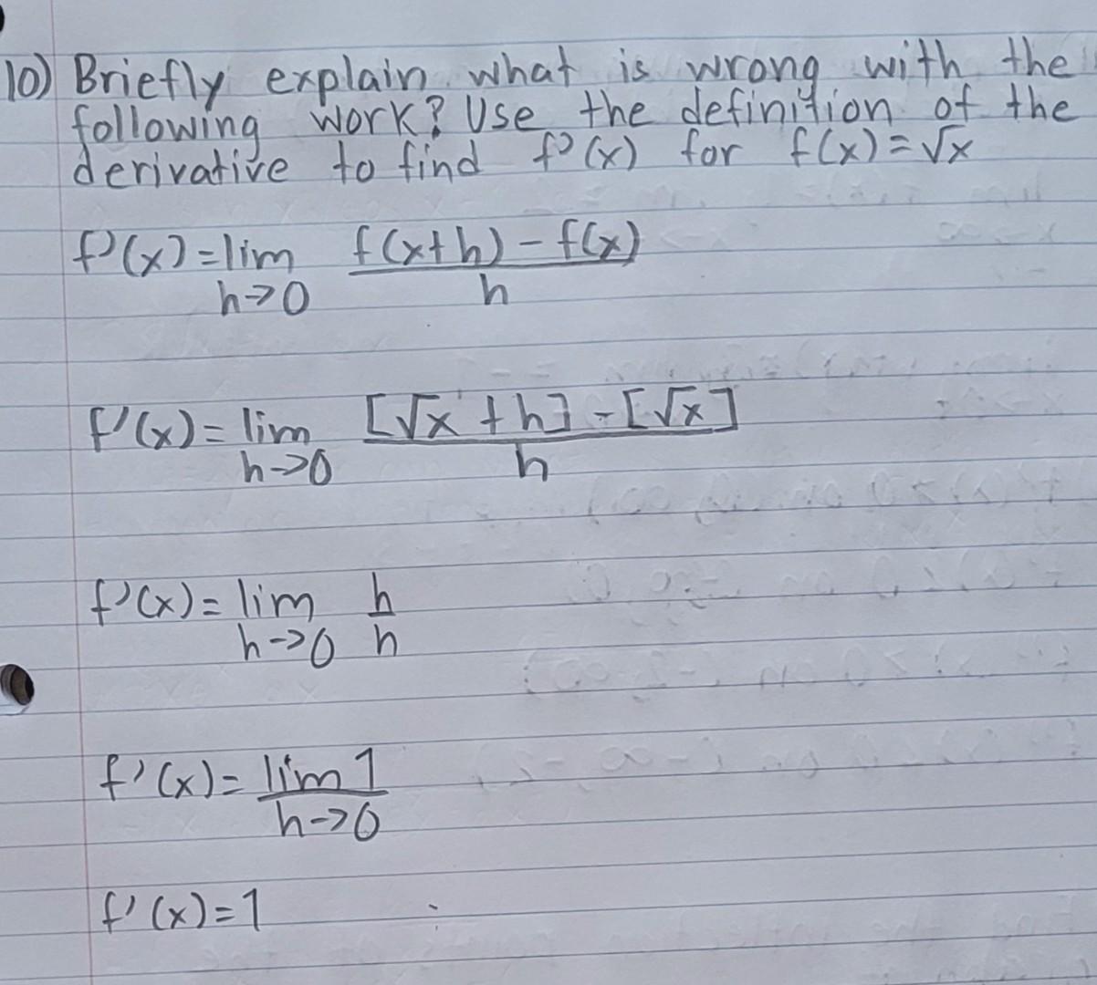 Solved 0) Briefly explain what is wrong with the following | Chegg.com