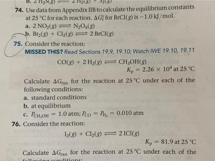 Solved D. 2 1125(8) 218) 2131 74. Use data from Appendix IIB | Chegg.com