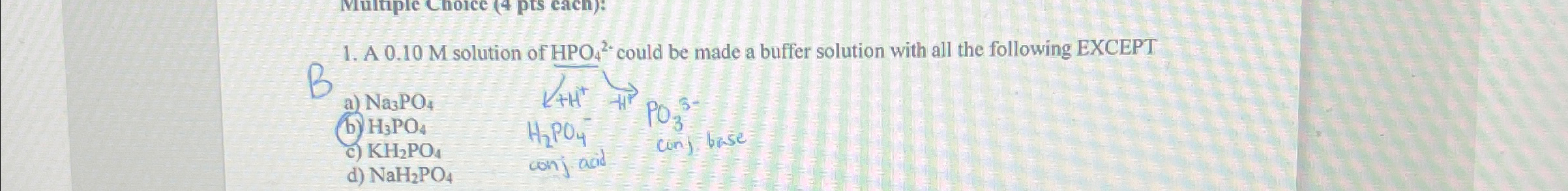 Solved A 0.10M ﻿solution of HPO42+ ﻿could be made a buffer | Chegg.com