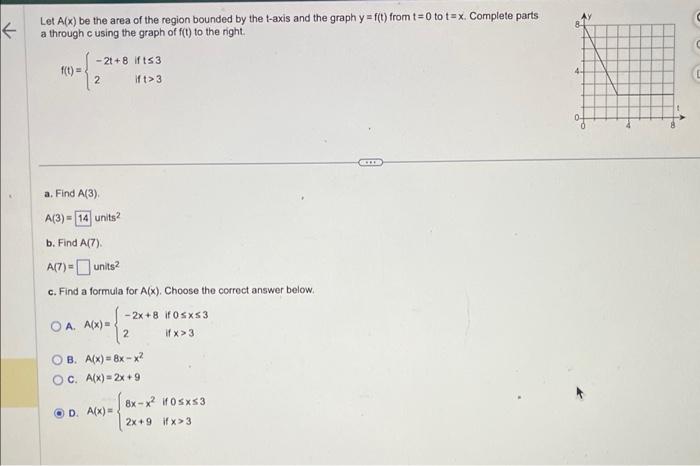 Solved Let A(x) be the area of the region bounded by the | Chegg.com