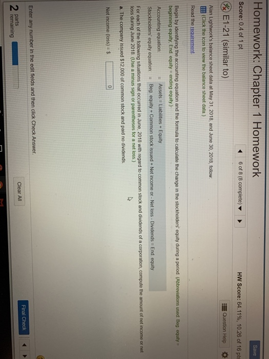 Solved Save Homework: Chapter 1 Homework Score: 0.4 of 1 pt | Chegg.com Solved Save Homework: Chapter 1 Homework Score: 0.4 of 1 pt | Chegg.com