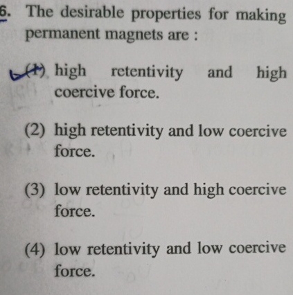Solved The desirable properties for making permanent magnets | Chegg.com