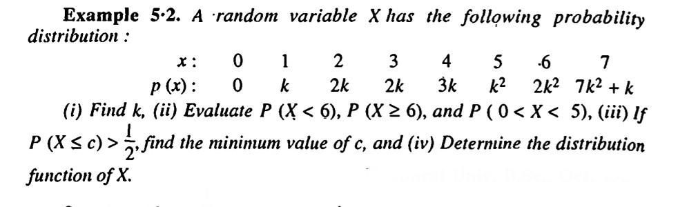 Solved Example 5.2. A random variable X has the following | Chegg.com