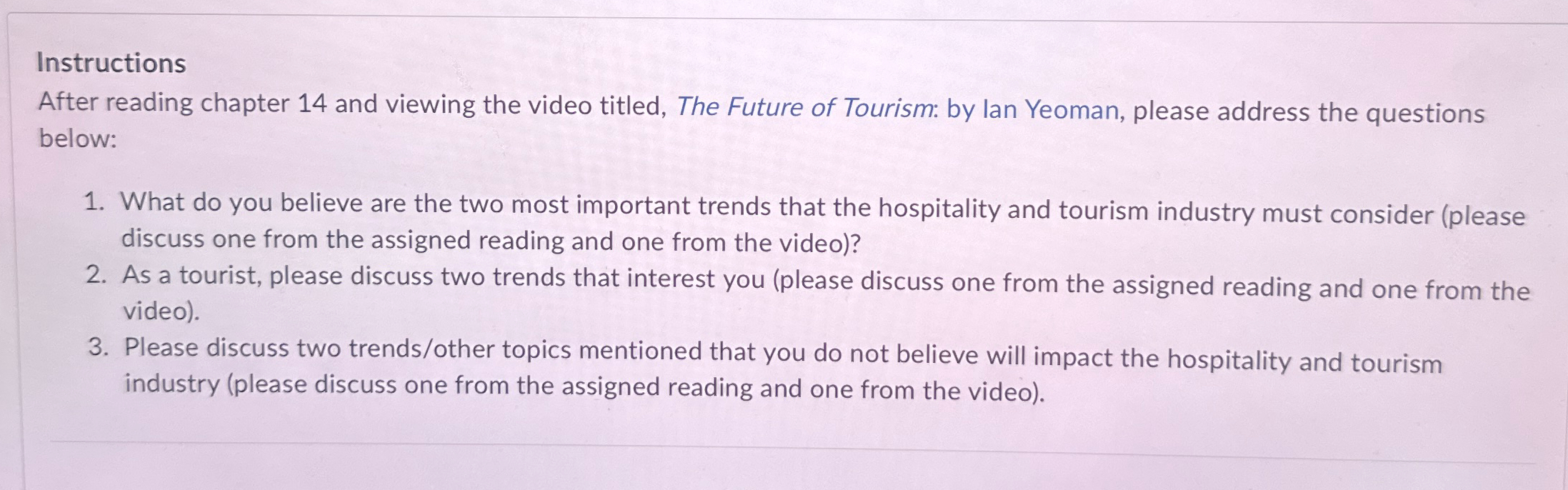 Solved InstructionsAfter reading chapter 14 ﻿and viewing the | Chegg.com