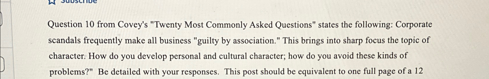 Solved Question 10 ﻿from Covey's "Twenty Most Commonly Asked | Chegg.com