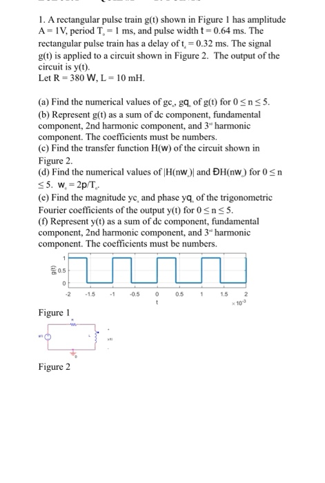 Solved 1. A rectangular pulse train g(t) shown in Figure 1 | Chegg.com