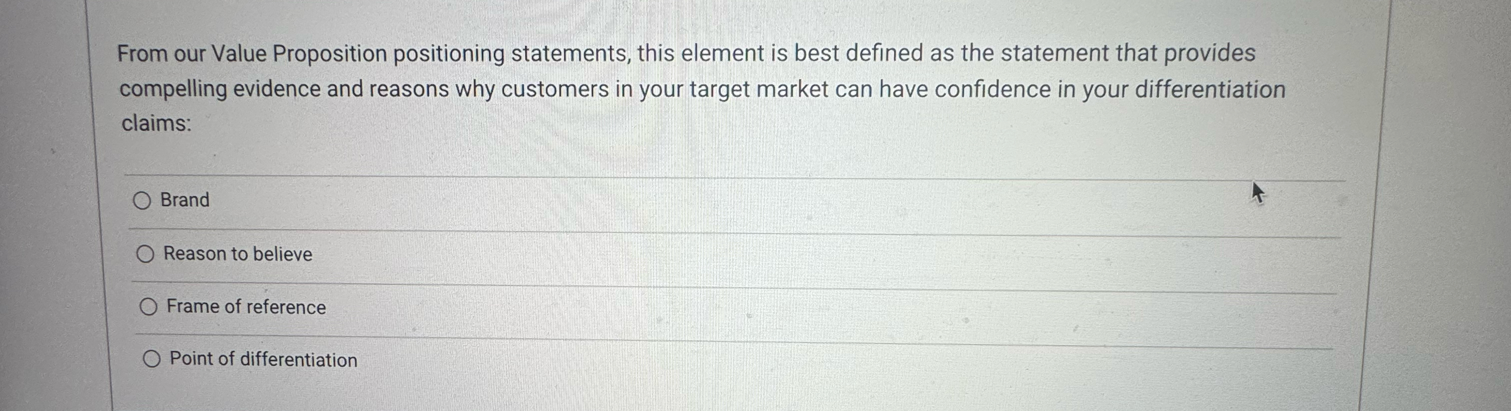 Solved From our Value Proposition positioning statements, | Chegg.com