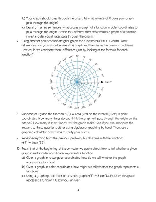 1. On the polar coordinate grid shown below, graph | Chegg.com