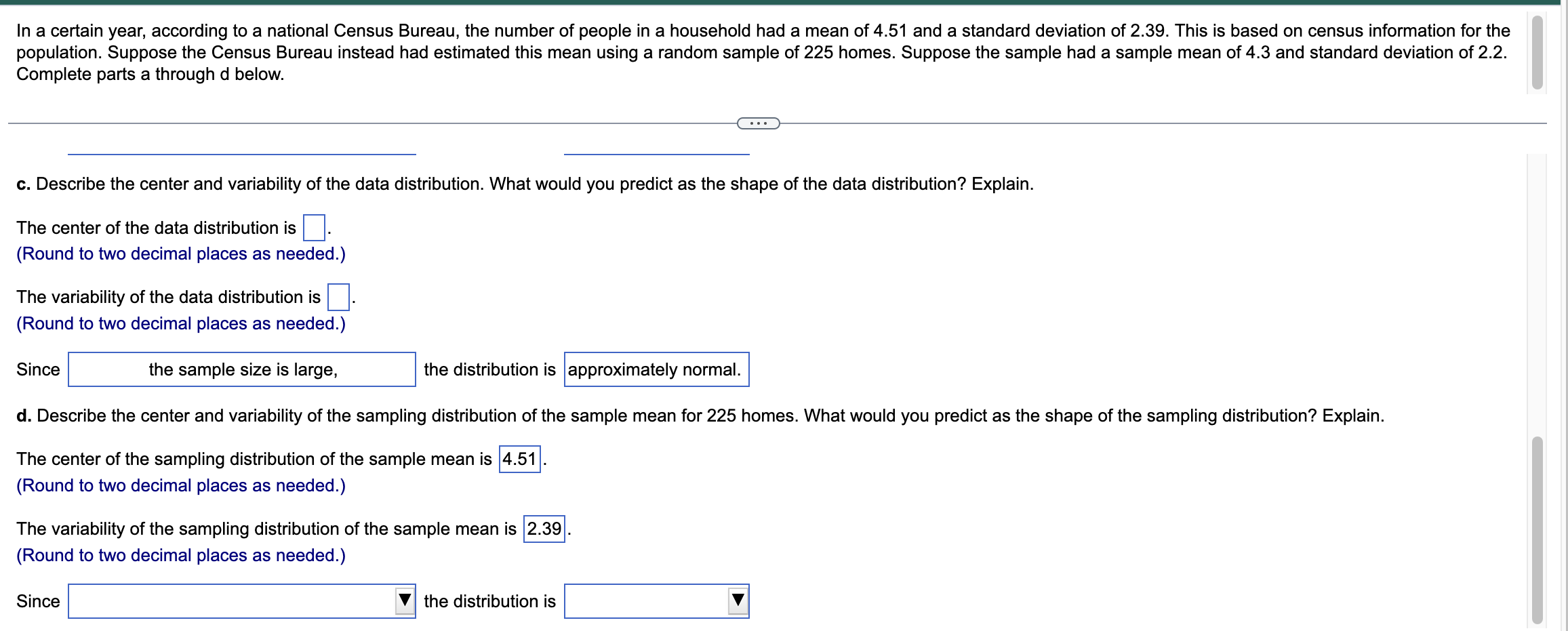 Solved Last Part Is Describe The Center And Variability Of