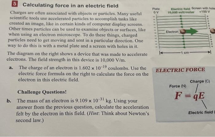 Solved 5 Calculating force in an electric field Charges are | Chegg.com