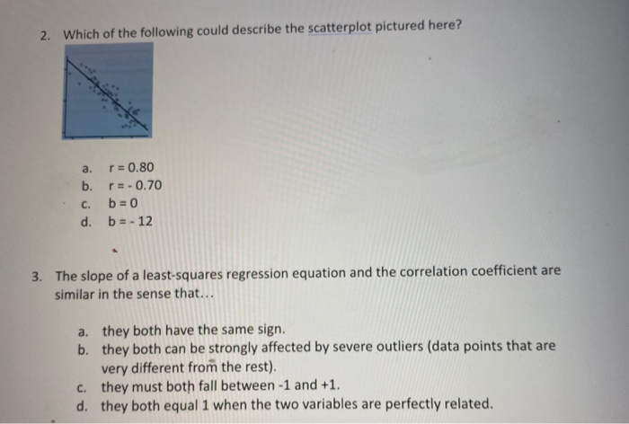 Solved Which of the following could describe the scatter | Chegg.com