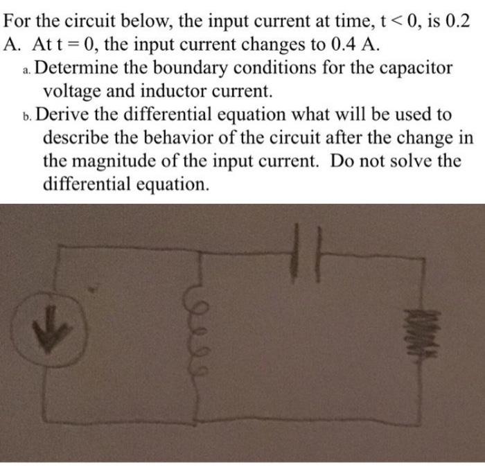 Solved = a For the circuit below, the input current at time, | Chegg.com