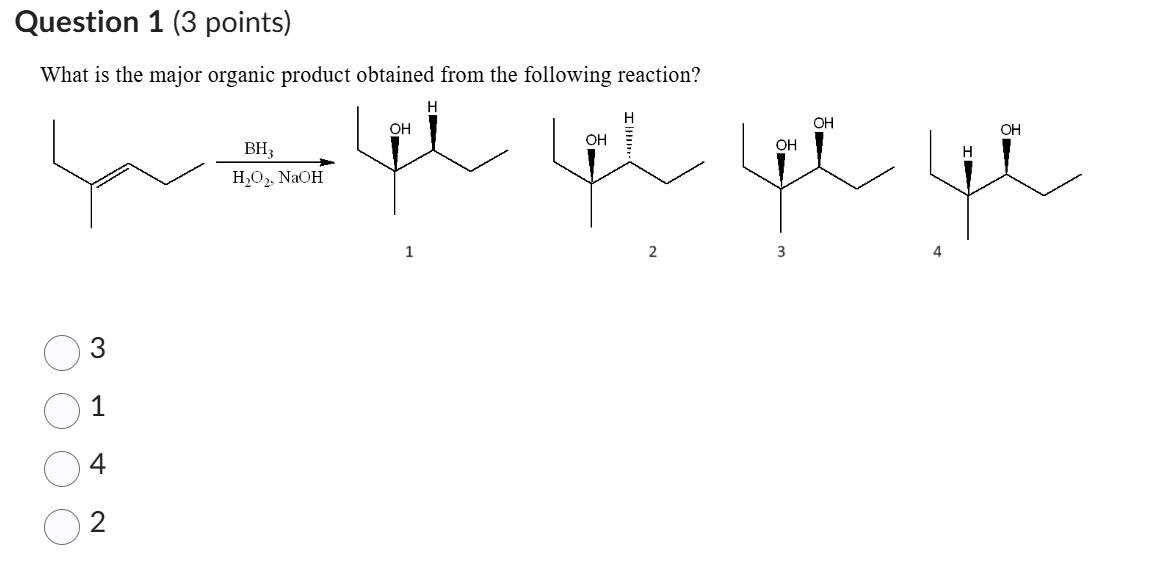 Solved Question 1 (3 ﻿points)What is the major organic | Chegg.com