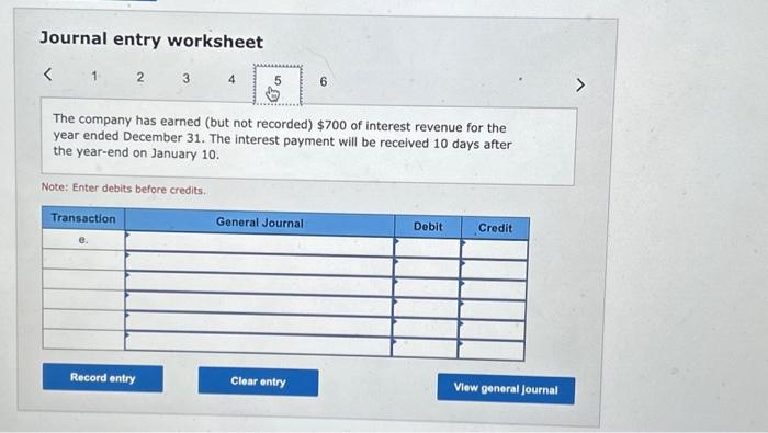 Solved Journal entry worksheet 6 The Prepaid Insurance | Chegg.com