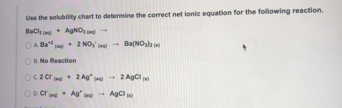 Solved Use the solubility chart to determine the correct net | Chegg.com