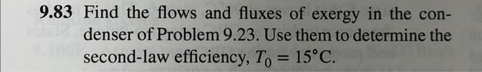 Solved 9.83 Find the flows and fluxes of exergy in the | Chegg.com