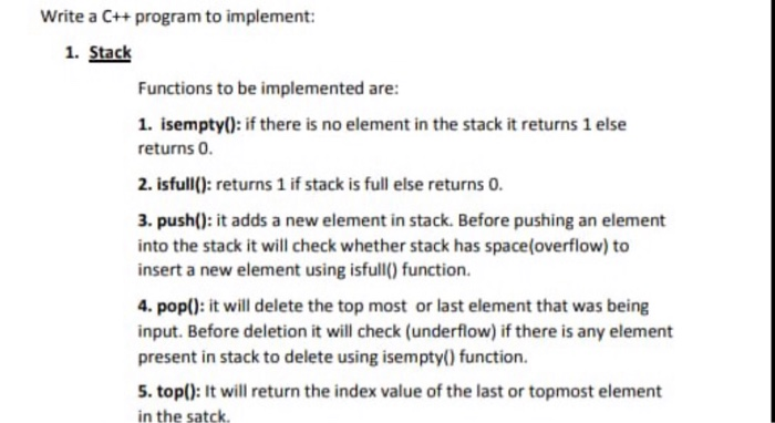 Solved Write A C Program To Implement 1 Stack Functions