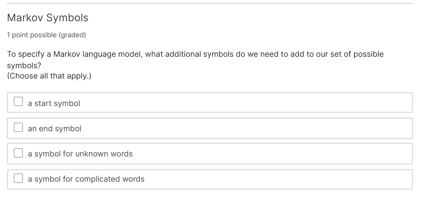 Solved Markov Symbols1 ﻿point possible (graded)To specify a | Chegg.com
