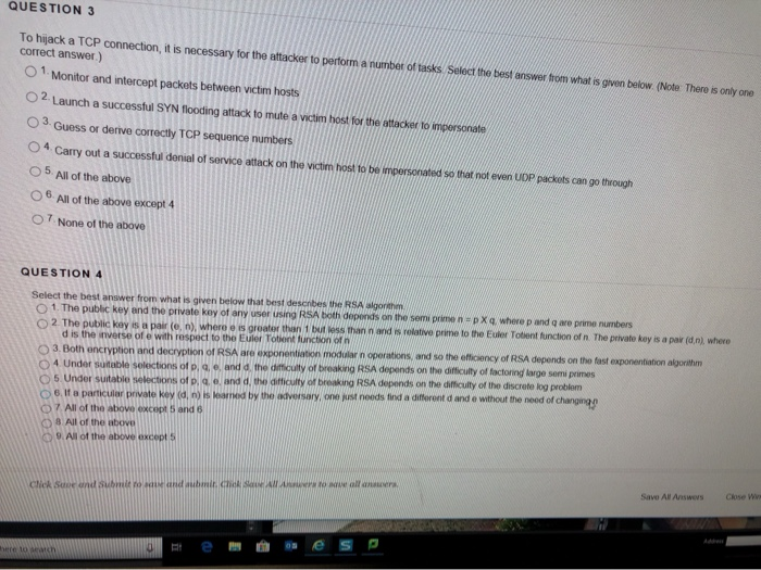 Solved QUESTION 3 To hijack a TCP connection, it is | Chegg.com