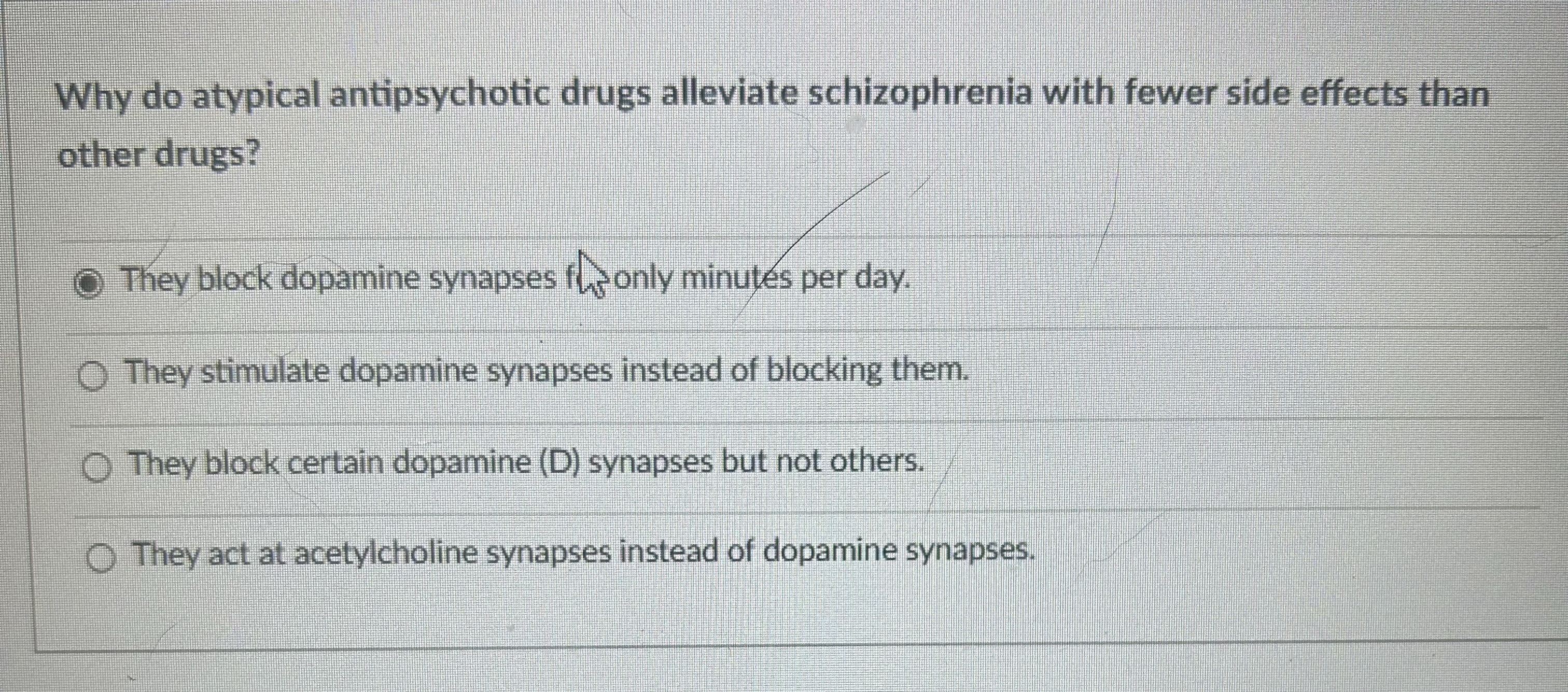 Solved Why do atypical antipsychotic drugs alleviate | Chegg.com