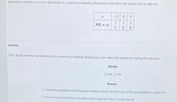 Solved Determine whether or not the distribution is a | Chegg.com