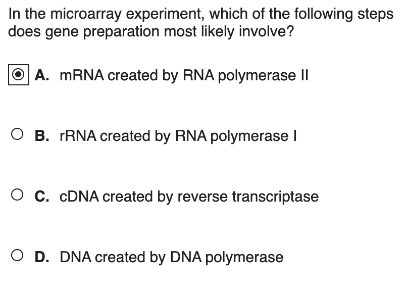Solved In the microarray experiment, which of the following | Chegg.com