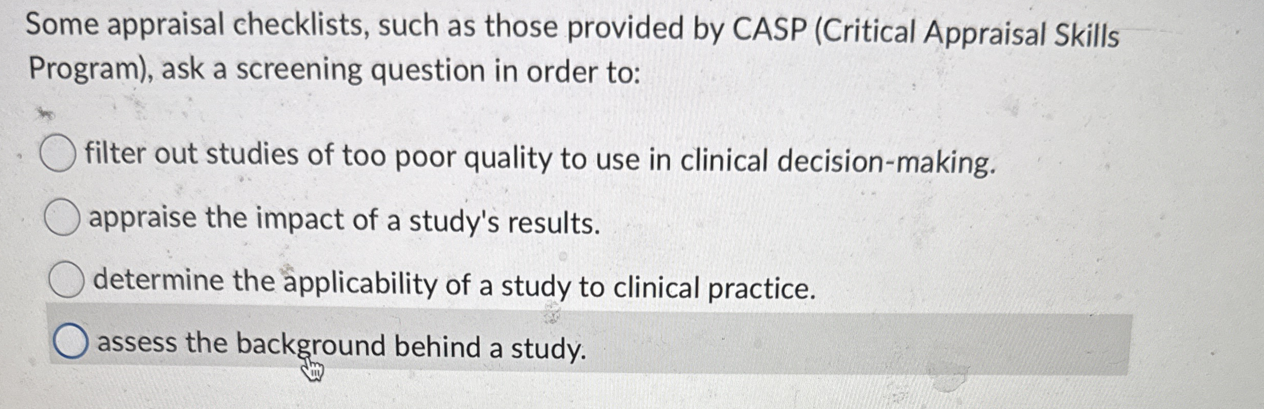 Some appraisal checklists, such as those provided by | Chegg.com
