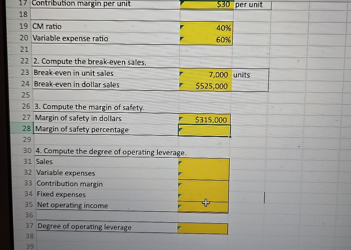 Solved 17 ﻿Contribution margin per unit1819 ﻿CM ratio20 | Chegg.com